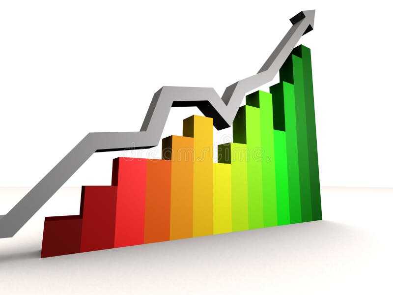 Business Statistics Graph Rising Stock Illustration - Illustration of ...