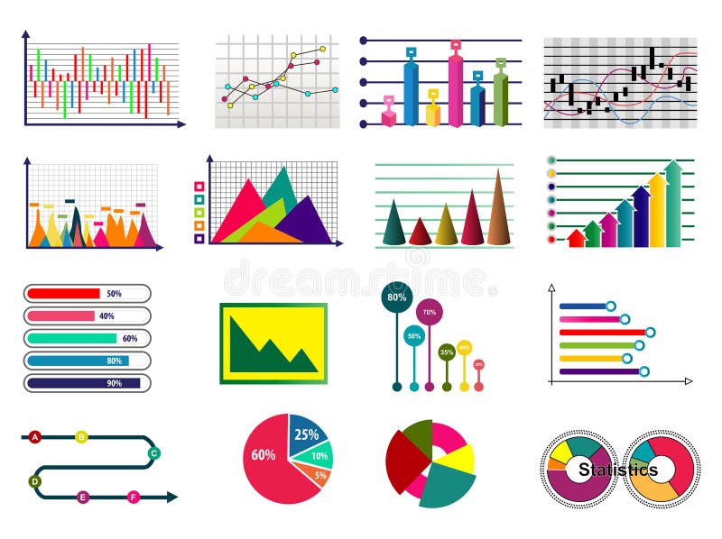 Statistic Diagram Chart Colorful. Diagram Chart Graph Elements Vector ...