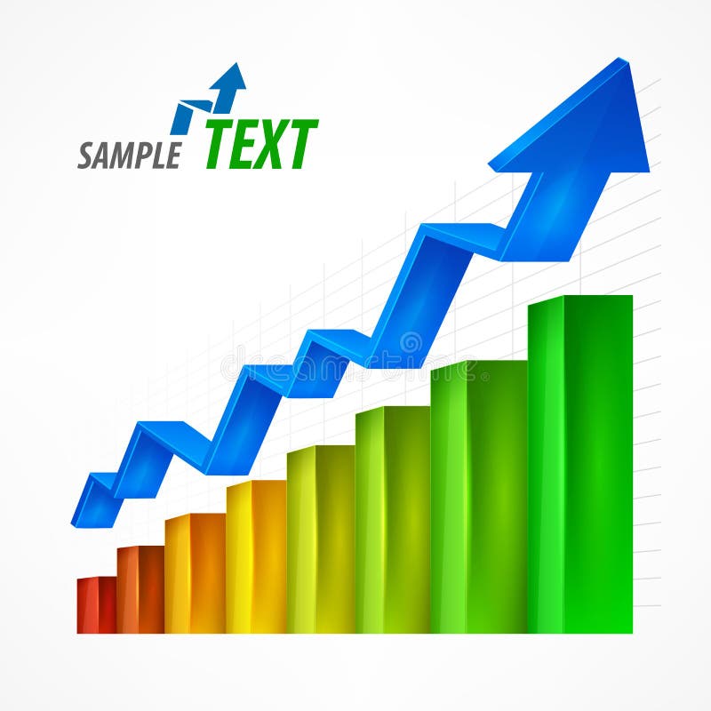Statistic Color Chart with Arrow on White. Vector Illustration Stock ...