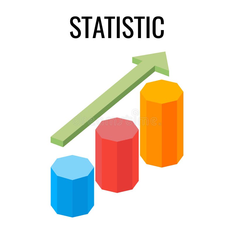 Statistic Growing Chart with Arrow Going Up Three Dimensional Vector ...