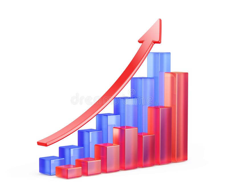 Statistic, Growth Concept. Bar Charts and Arrow Isolated on White ...