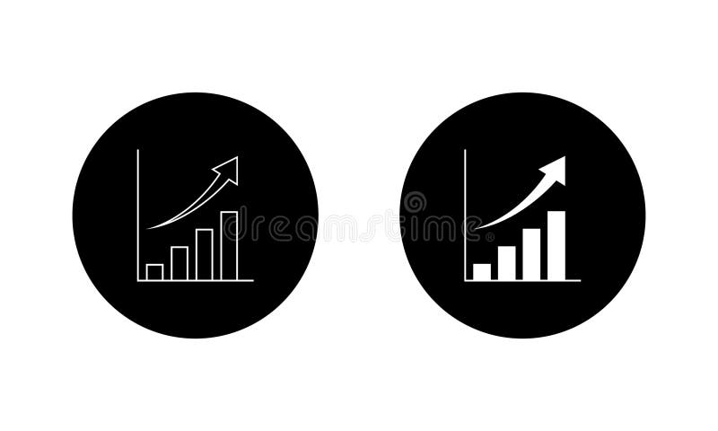 Statistic Icon on Black Circle. Increase Graph Concept Stock Vector ...