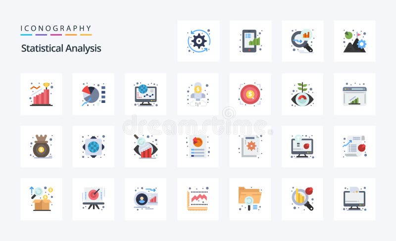25 Statistical Analysis Flat Color Icon Pack Stock Vector ...