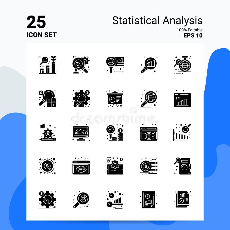 25 Statistical Analysis Icon Set. 100 Editable EPS 10 Files Stock ...