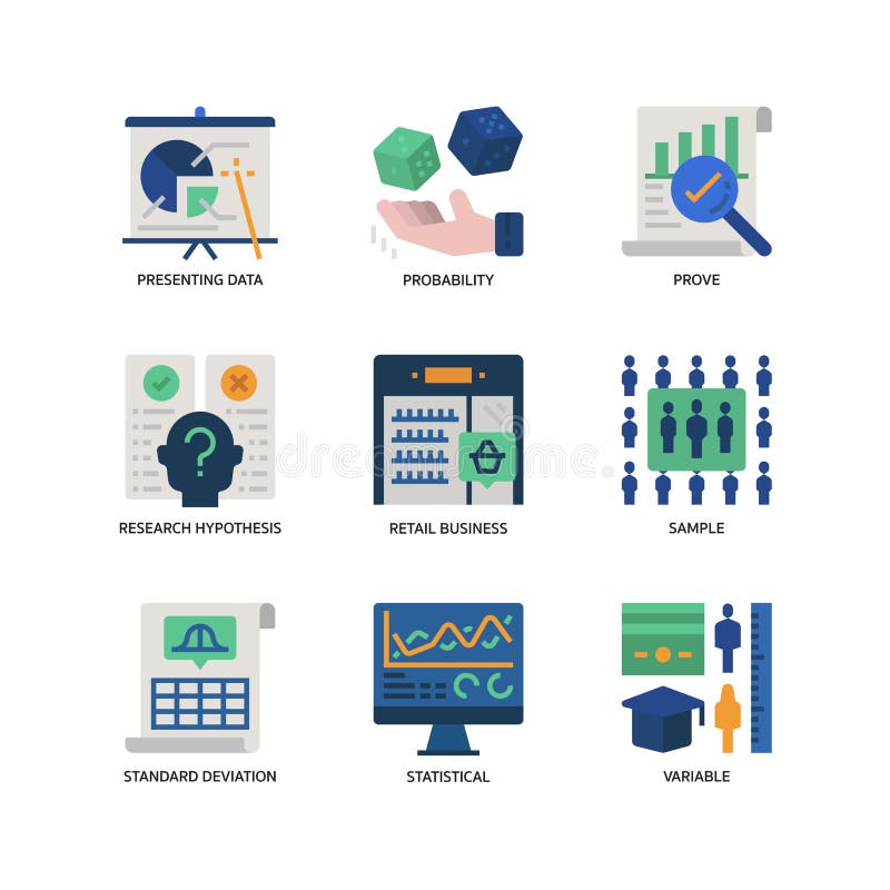 Statistical Analysis Icons Set Stock Vector - Illustration of chart ...