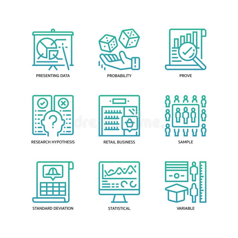 Statistical Analysis Icons Set Stock Vector - Illustration of ...