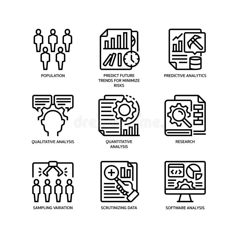 Statistical Analysis Icons Set Stock Vector - Illustration of research ...