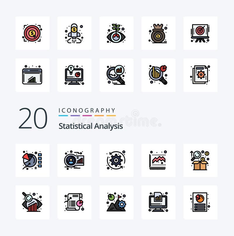 20 Statistical Analysis Line Filled Color Icon Pack Like Analysis ...