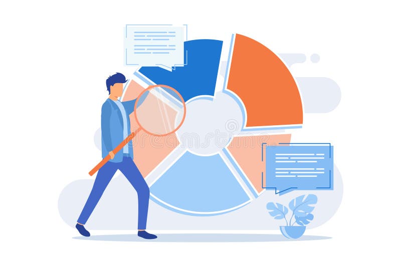 Statistical Analysis Magnifying Glass Analyzing Data. Circular Diagram ...