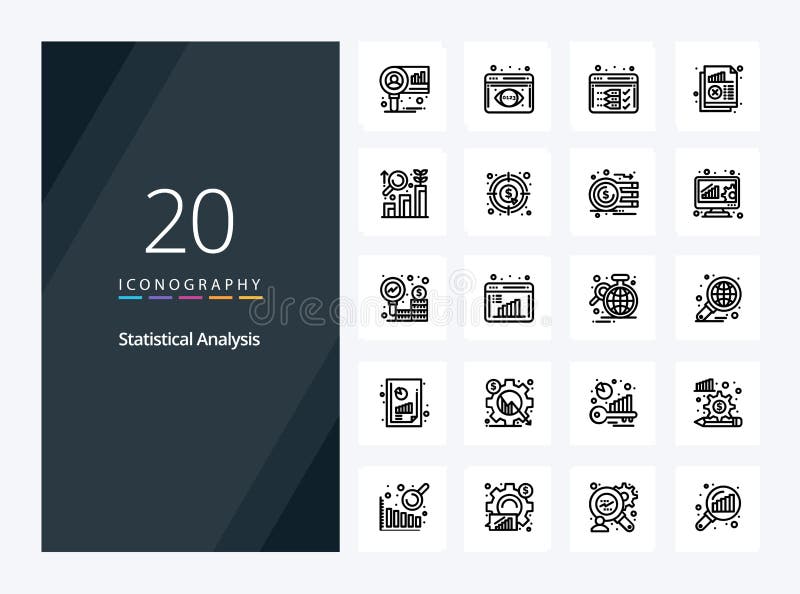 20 Statistical Analysis Outline Icon for Presentation Stock Vector ...
