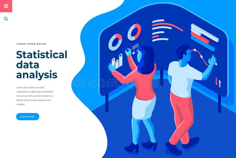 Statistical Data Analysis Isometric Vector Illustration for Landing ...