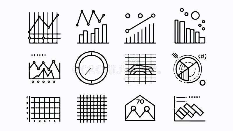 Statistical and Data Analysis Outline Icons for Professional Business ...