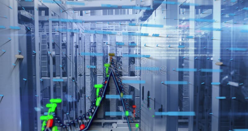 Statistical Data Processing Against Computer Server Room Stock Video