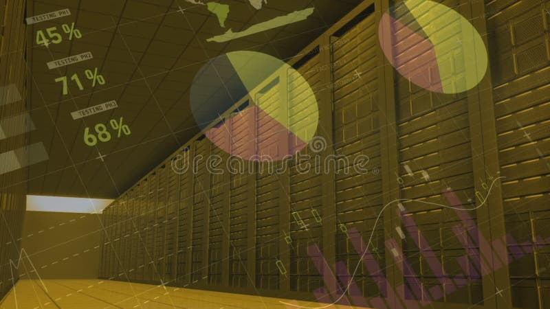 Statistical Data Processing Against Empty Computer Server Room Stock Video Video Of Processing