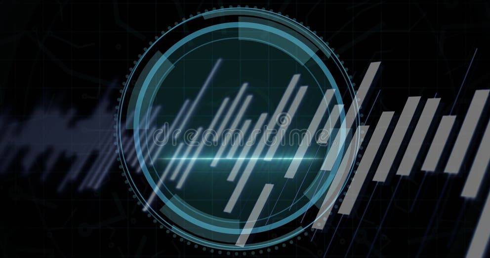 Statistical Data Processing And Cyber Security Text Over Round Scanner Against Black Background