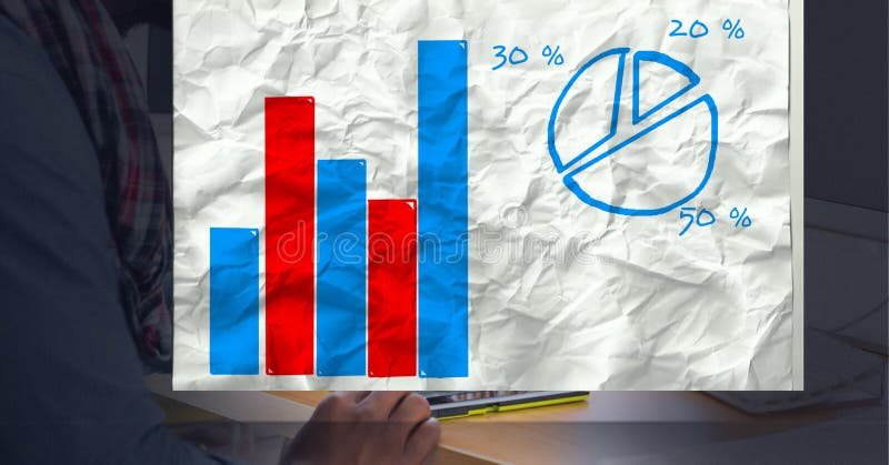 Statistical Data Processing Over Crumbled Paper Against Mid Section of ...