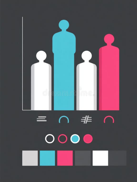 Statistical Data Representation with Colorful Bar Graph and Legend Indicating Various Metrics ...