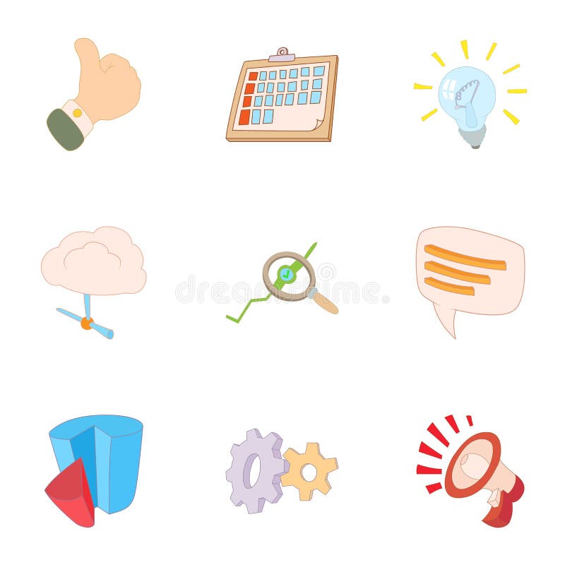 Statistical Evidence Icons Set, Cartoon Style Stock Vector ...