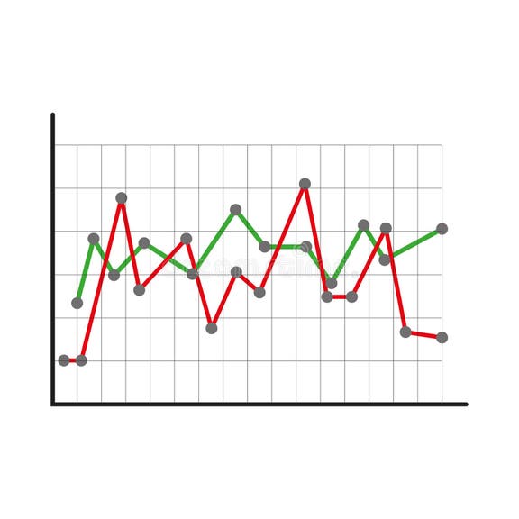 Statistical Graph Icon. Red Green Chart. Point Connected Lines. Vector ...
