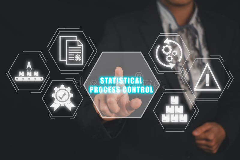 Business Woman Hand Touching Statistical Process Control Icon on ...