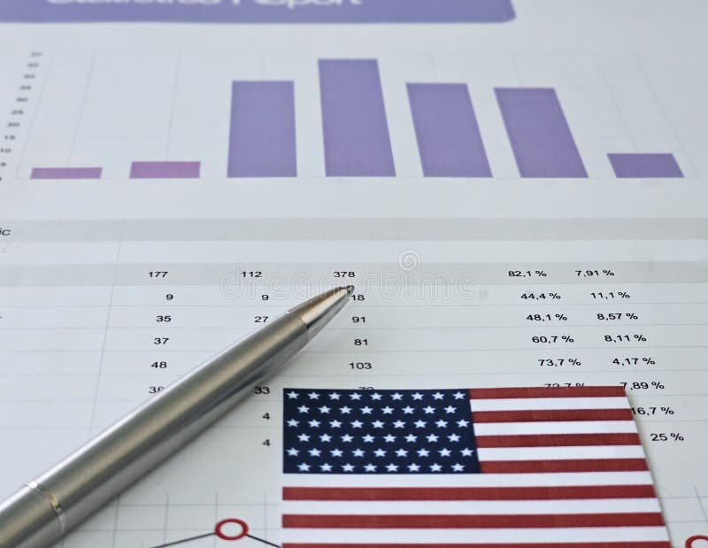 Statistical Report Showcasing Data Analysis with United States Flag ...
