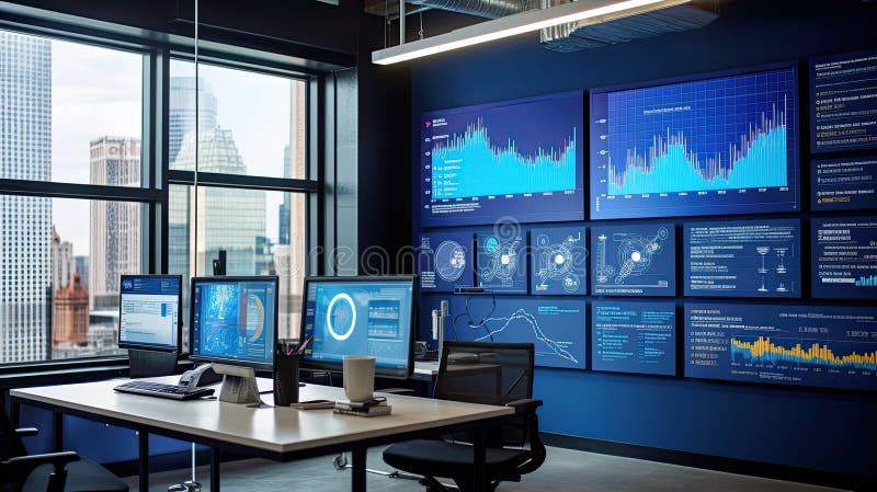 Statistics analytics blue stock illustration. Illustration of ...