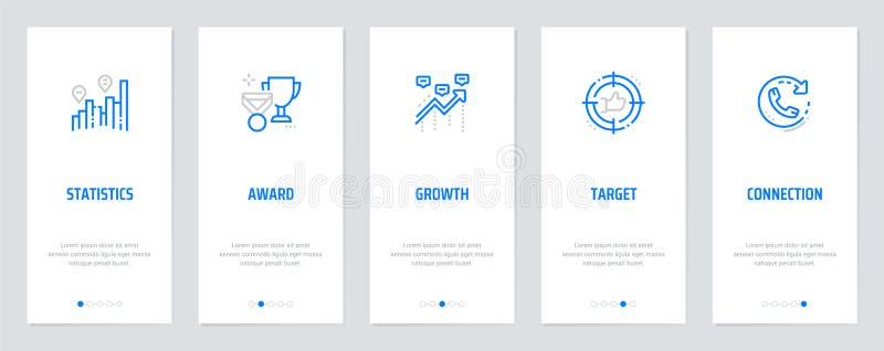 Statistics, Award, Growth, Target, Connection Vertical Cards with ...