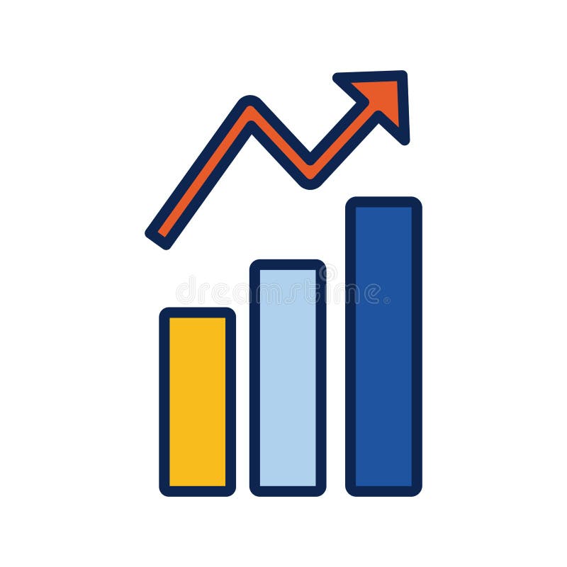 Statistics Bars with Arrow Flat Style Icon Stock Vector - Illustration of histogram, graph ...