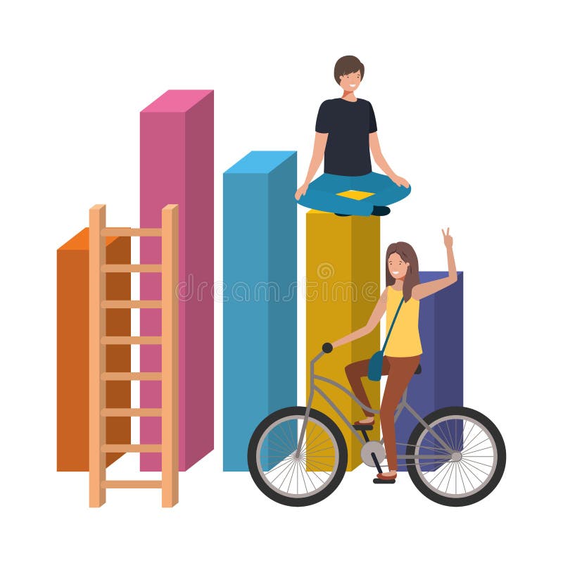 Statistics Bars with Group of People Icon Stock Vector - Illustration ...