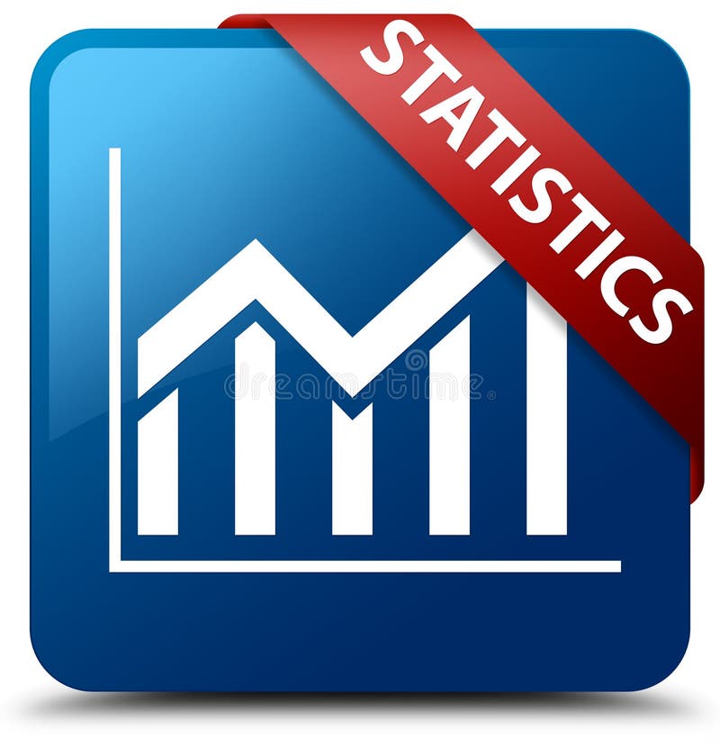 Statistics Blue Square Button Red Ribbon in Corner Stock Illustration ...