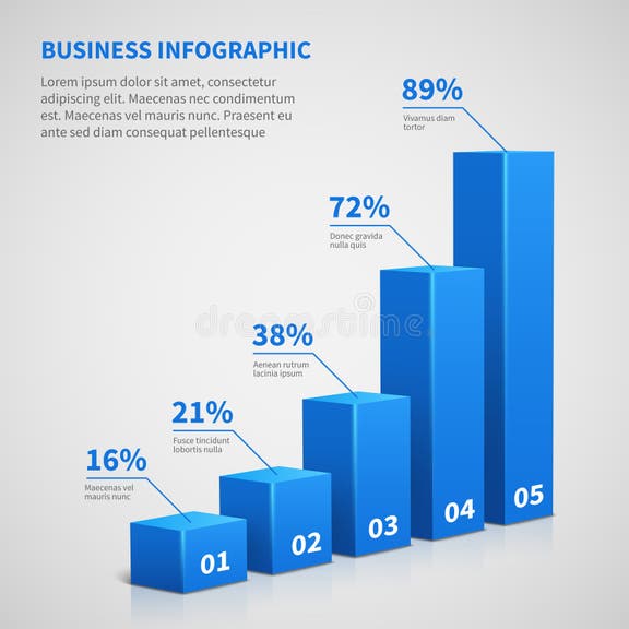 Statistics Business 3d Graph Bar Chart. Vector Infographic with Steps ...