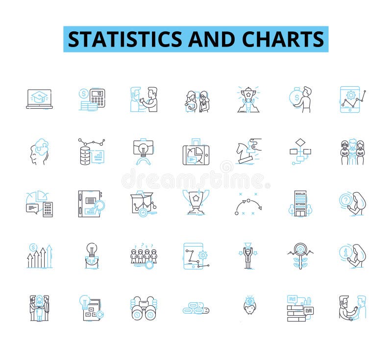 Statistics and Charts Linear Icons Set. Data, Graphs, Trends, Variance ...