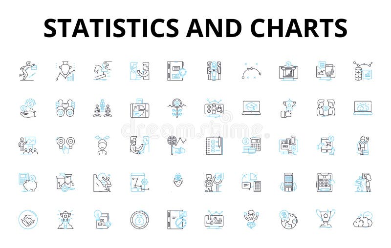 Statistics and Charts Linear Icons Set. Data, Graphs, Trends, Variance ...