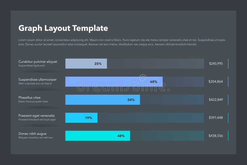 Statistics Column Horizontal Graph Layout Template with Place for Your ...