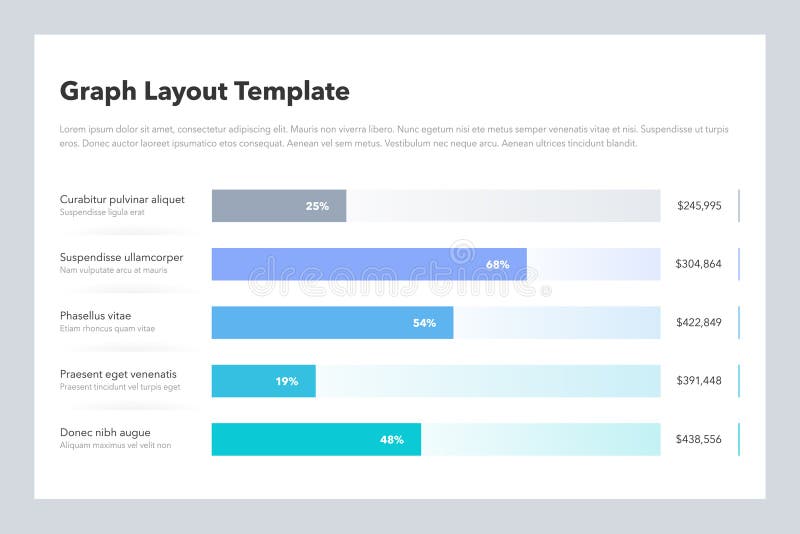 Statistics Column Horizontal Graph Layout Template with Place for Your ...