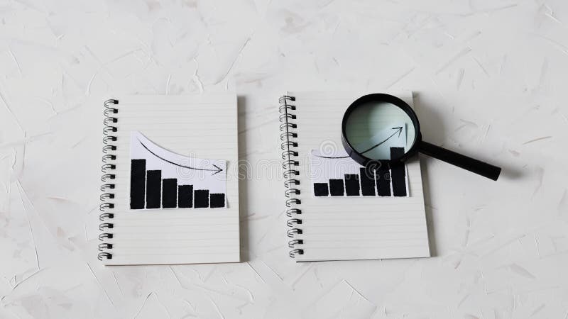 Statistics Concept, Positive and Negative Trends on Graphs on Notebooks ...