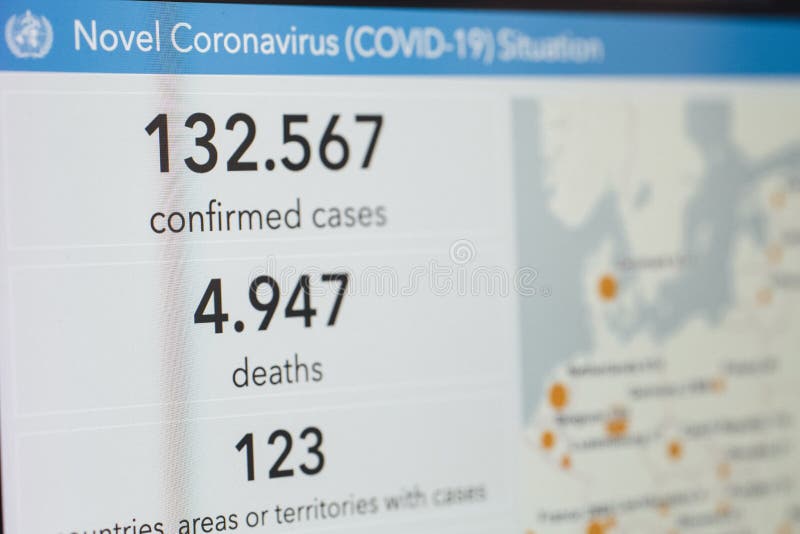 Statistics of the Coronavirus Cases Shown on the Screen Stock Image ...