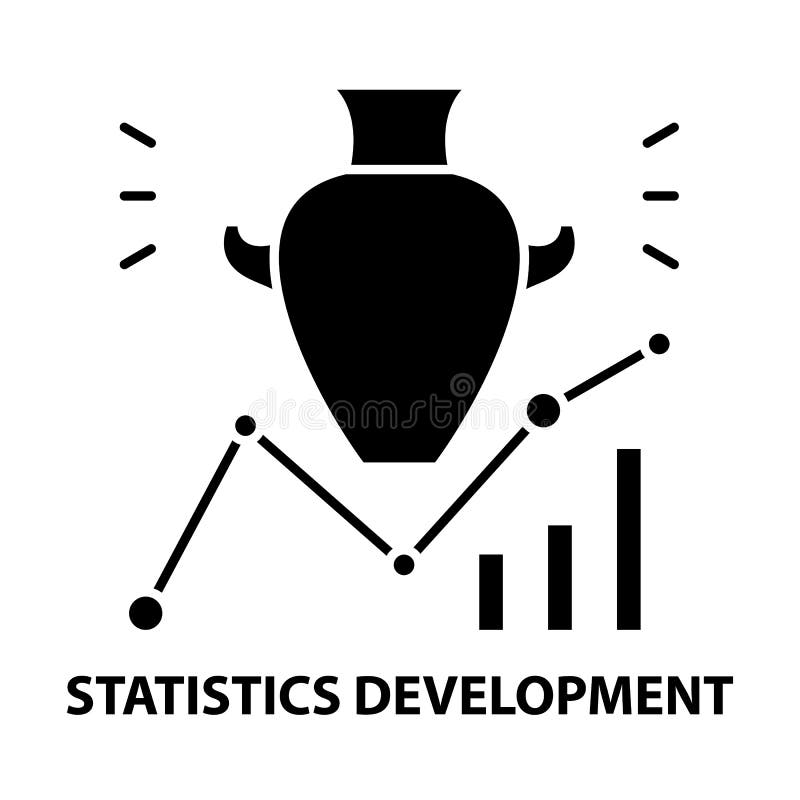 Statistics Development Icon, Black Vector Sign with Editable Strokes ...