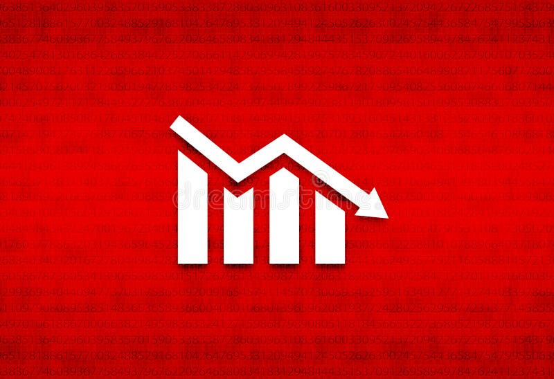 Statistics Down Icon Abstract Digital Screen Red Background ...