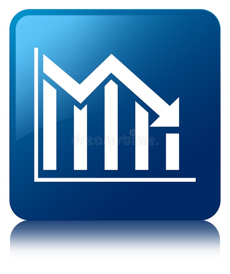 Statistics Down Icon Blue Square Button Stock Illustration ...