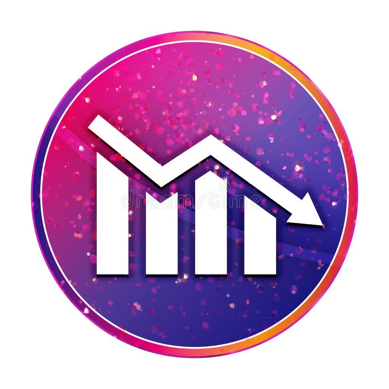 Statistics Down Icon Creative Trendy Colorful Round Button Illustration ...