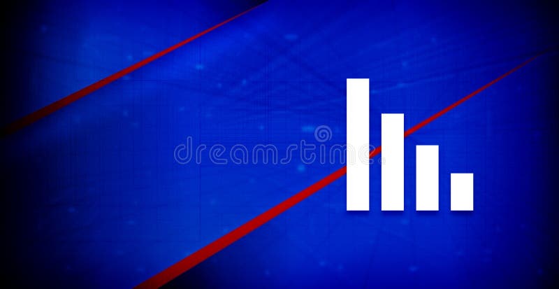 Statistics Down Icon Elegant Architecture Design Blue Banner ...