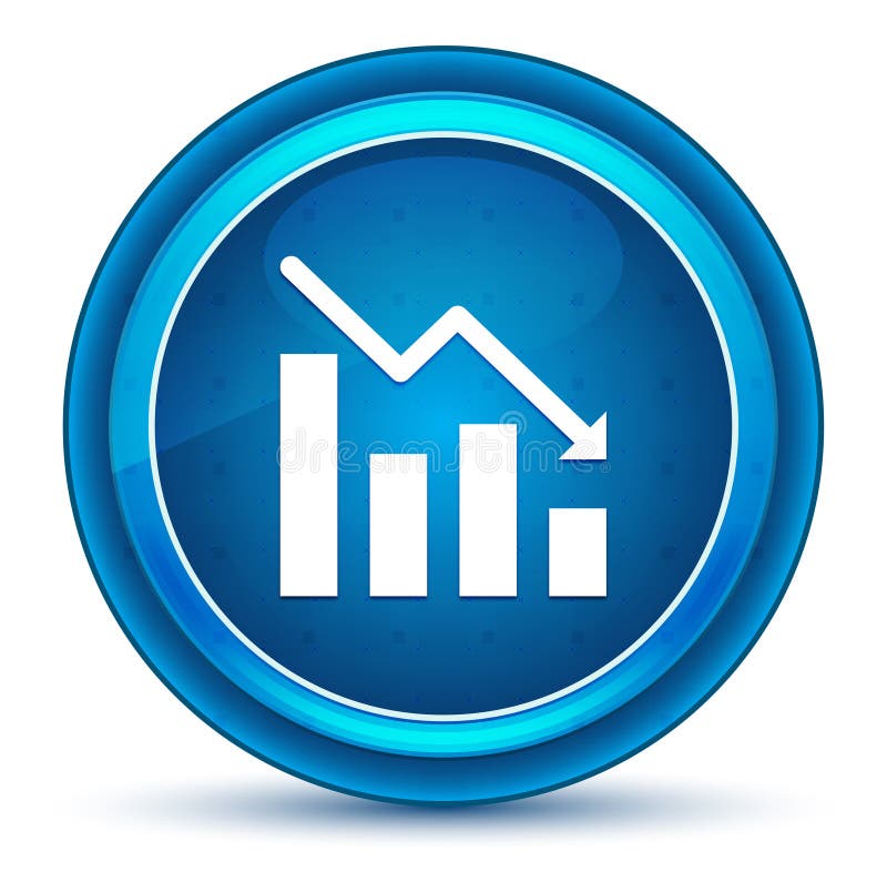 Statistics Down Icon Elegant Blue Round Button Illustration Stock ...