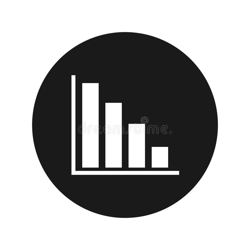 Statistics Down Icon Flat Black Round Button Vector Illustration Stock ...