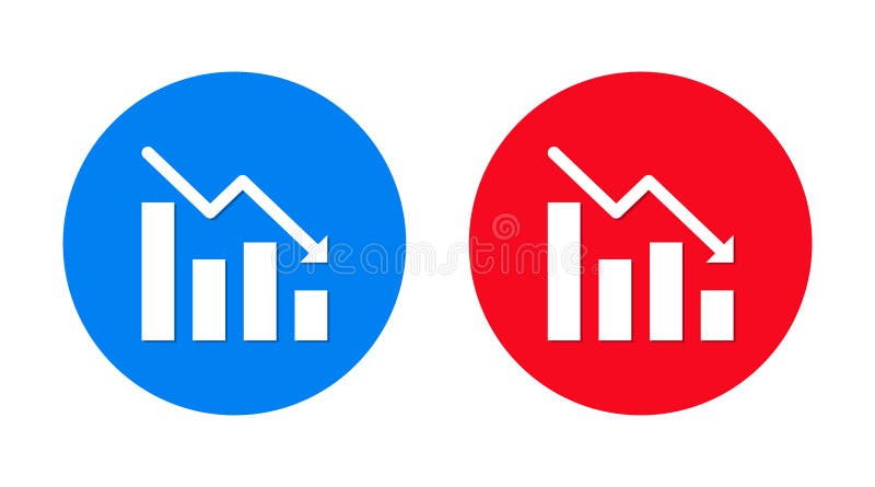 Statistics Down Icon Flat Trendy Round Button Set Stock Vector ...