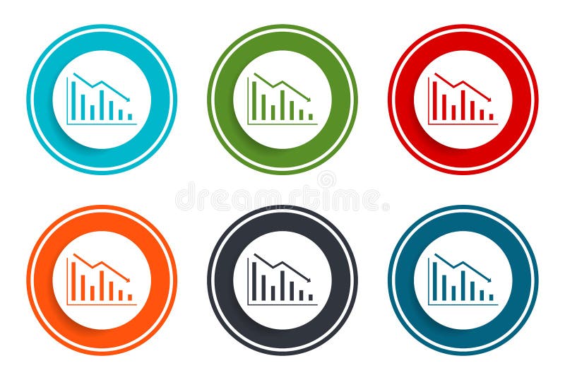 Statistics Down Icon Flat Vector Illustration Design Round Buttons ...
