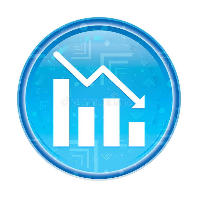 Statistics Down Icon Floral Blue Round Button Stock Illustration ...