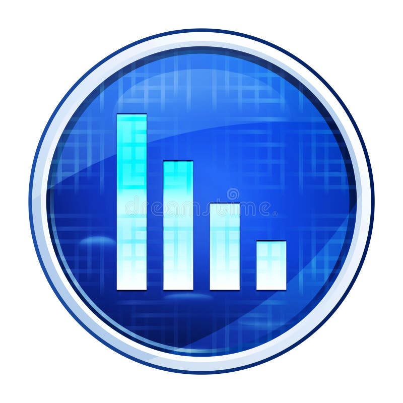 Statistics Down Icon Futuristic Blue Round Button Vector Illustration ...