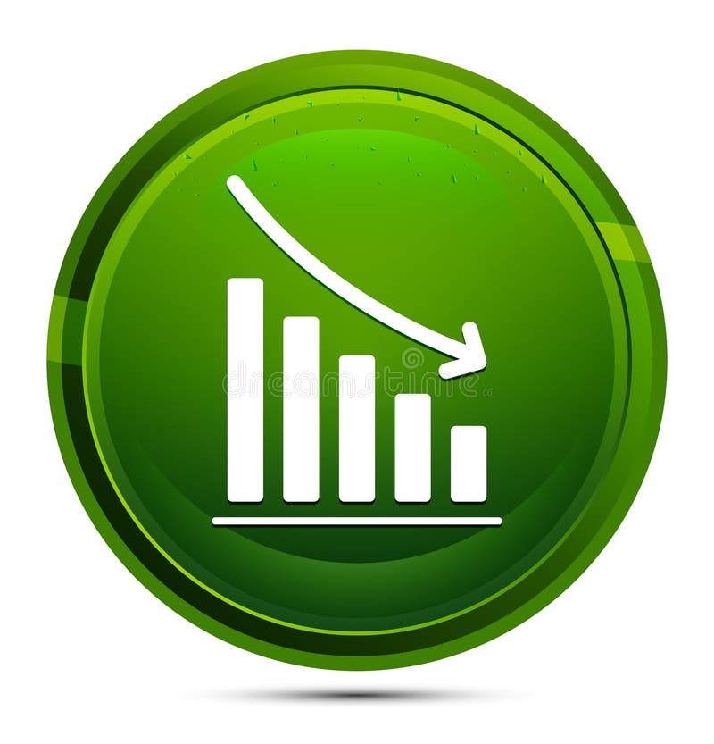 Statistics Down Icon Glassy Green Round Button Illustration Stock ...