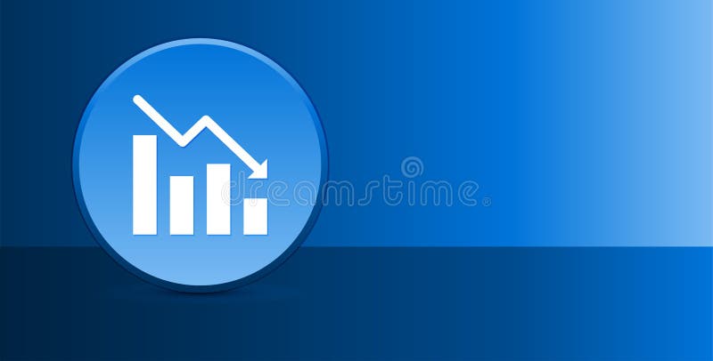 Statistics Down Icon Glassy Modern Blue Button Abstract Background ...